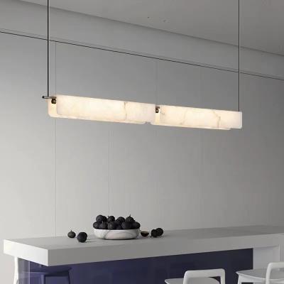 China Linear Marble Pendant Light Modern Home Decor Restaurant Chandelier Customized Luxury Alabaster Lamp for sale