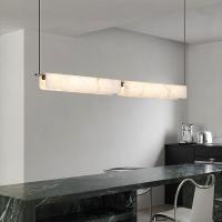 China Luxury Salon Natural Alabaster Stone Lustres Luminarias Chandelier Lighting Fixtures Linear Horizontal Pendant Lamp for Hall for sale