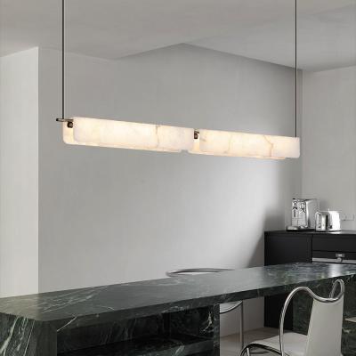 China Luxury Salon Natural Alabaster Stone Lustres Luminarias Chandelier Lighting Fixtures Linear Horizontal Pendant Lamp for Hall for sale