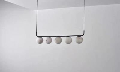 China Modern Restaurant Pendant Lamp for Bedroom Bedside Dinning Room Luxury Alabaster Marble Ball Pendant Light for sale