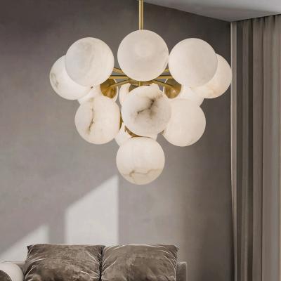 China Modern Luxury Spanish Kitchen Lamp Alabaster Chandelier Dining Room Pendant Light Minimalist for sale