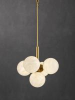 China Alabaster Pendant Light Modern Brass Chandelier 93W Hanging Light For Bedroom for sale