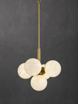 China Alabaster Pendant Light Modern Brass Chandelier 93W Hanging Light For Bedroom for sale