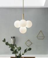 China Spanish Luxury Nordic Alabaster Dining Room Pendant Light Modern Minimalist Room Restaurant Marble Ball Copper Chandelier for sale