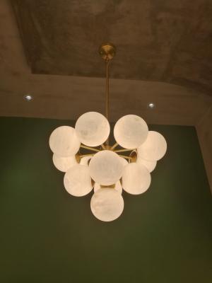 China Luminous Balloon Spanish Marble Pendant Lamp Decor Villa Living Room Magic Bean Bubble Marble Chandelier Grape Cluster for sale