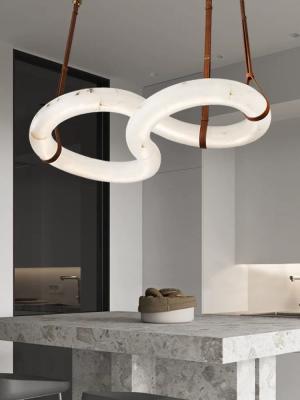 China Modern Figure Eight Shape Design Living Room Kitchen Island Dining Desktop Spanish Natural Alabaster Pendant Lights for sale