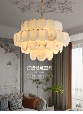 China American Luxury All-Copper Simple Staircase Chandelier for Living Room Imported Spanish Marble New Generation Pendant Lights for sale