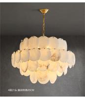 China Luxury Nordic Style Luxury Decoration Natural Marble Chandelier Hanging Lamp Kitchen Large Round Brass Alabaster Chandelier for sale
