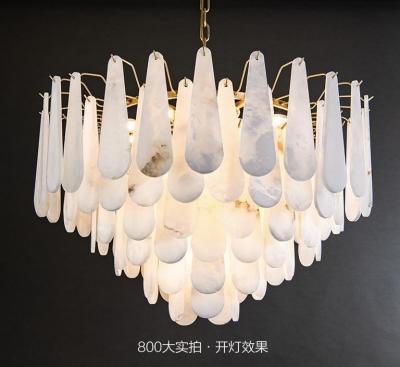 China Restaurant Home Decor Alabaster Chandelier Luminaire Modern Luxury Brass Hanging Pendant Light for sale