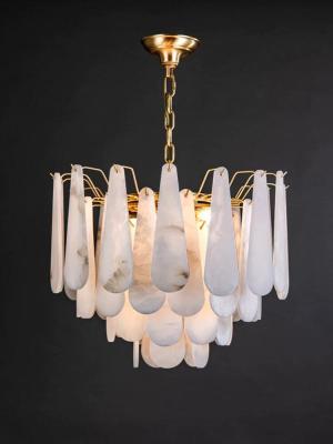 China Light Luxury Modern-Elegant All-Copper Chandelier for Living Dining Bedroom Simple Duplex Floor Lamp Marble Post Home for sale