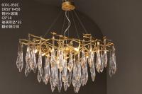 China Post-modern Luxury Copper Tree Branch Crystal Lamp Art Dining Line Hanging Lamp for sale