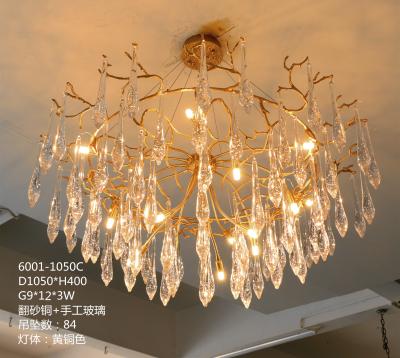 China New Luxury Crystal Chandelier with Copper Branch Lighting 2025 Living Room Dining Room Bedroom Study Lamps for sale