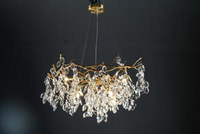 China Decoration Chandelier Duplex Living Room Leaf Branch Crystal Chandelier Round Villa Hotel Simple Atmosphere French Custom Luxury for sale