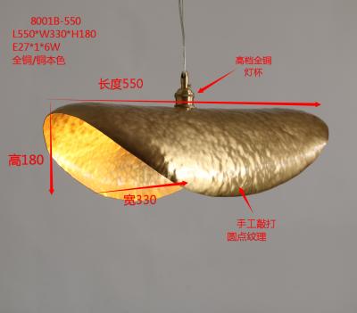 China Creative Unique All-Copper Lotus Leaf Nordic Modern Minimalist Bar Counter Lighting Straw Hat Pendant Lamp for Southeast Asia for sale