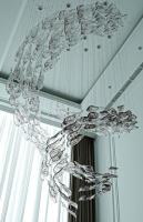 China Creative Hotel Lobby Villa Banquet Hall Engineering Crystal Custom Lamp Decoration Spiral Glass Leaf Accessories for sale