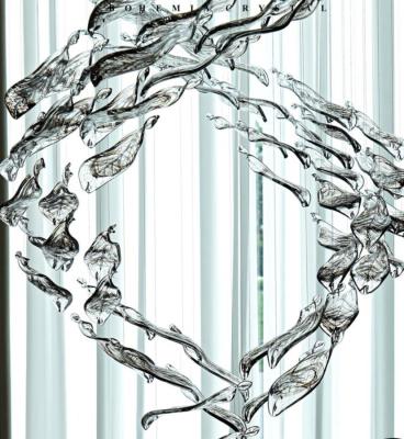 China Creative Hotel Lobby Villa Banquet Hall Engineering Crystal Custom Lamp Decoration Spiral Glass Leaf Accessories for sale