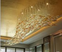 China Handmade Spiral Glass Chandeliers Artistic Modeling Custom Glass Twist Leaf Accessories for sale