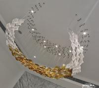 China Custom European Style Amber Glass Fallen Leaves Living Room Aesthetic Decorative Ceiling Lamps for sale