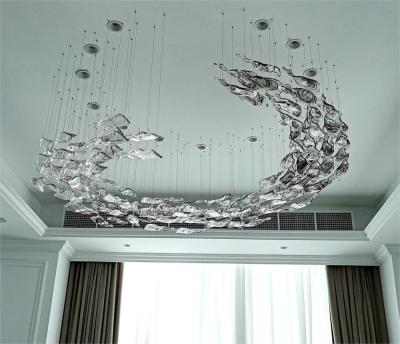 China Custom Chandeliers Large Modern Decorative Ceiling Lighting Fixture Glass Crystal Pendant Light for sale