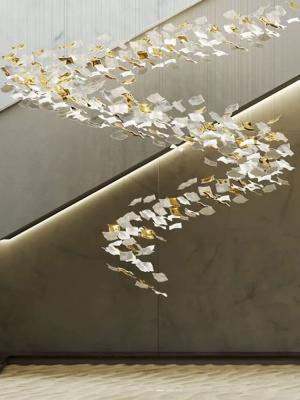 China Staircase Ginko Leaf Chandelier Light for High Ceiling Staircase Loft Living Room Hotel Lobby Stairway Luxury Branch Chandeliers for sale