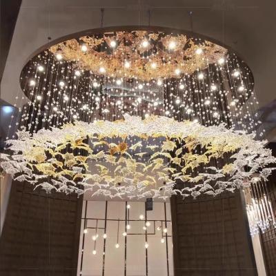 China Multi Color Chandeliers New Arrival Diy Murano Glass Pendant Chandelier Leaf Customized Chandelier for Hall Lobby Staircase for sale