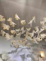 China Customized Adjustable Height Multi Color Ginkgo Leaf Glass Decorative Chandelier for sale