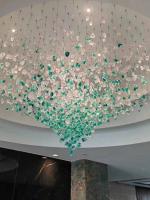 China Customized Colorful Stone ChandelierLarge Hotel Lobby Restaurants Long Chain Glass Hanging Ceiling Chandelier for sale