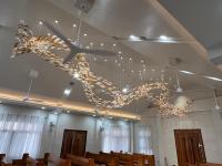 China Custom Handmade the Tea Color Glass Bamboo Leaf Large Chandelier for High Ceiling Lobby of the Hotel & Banquet Hall Chandelier for sale
