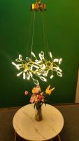 China New Modern Decorative Indoor Living Room Ceiling Led Pendant Light Luxury Crystal Leaf Chandeliers for sale