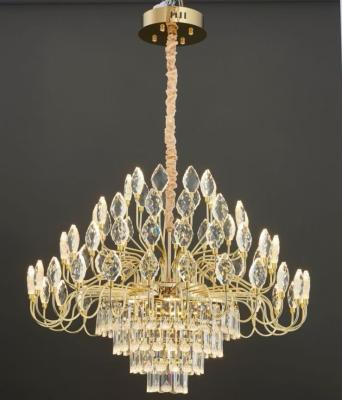 China French Luxury Large Crystal Chandeliers Gold Wedding Ceiling Decoration Gorgeous Pendant Lights for sale