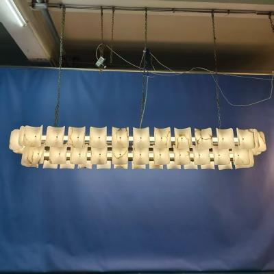China High Brightness Hotel Home Villa LED Pendant Lamp Alabaster Pendant Light Modern Minimalist Style Marble Chandelier for sale