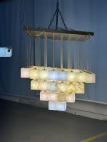 China Modern Natural Marble Chandelier Luxury Natural Spanish Villa Living Room Lamp Post Restaurant Alabaster Pendant Lamp for sale