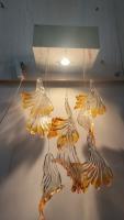 China Transparent Gold Side Leaf Shape Luxury Glass Ceiling Chandelier Glass Parts for Chandelier for sale