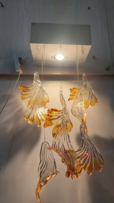 China Transparent Gold Side Leaf Shape Luxury Glass Ceiling Chandelier Glass Parts for Chandelier for sale