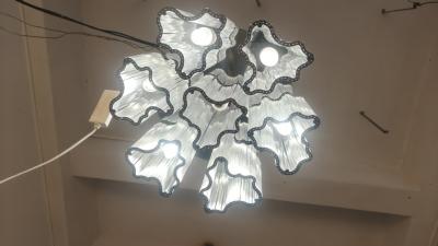 China Modern Classic Simple White LED Light Flower Shape Metal Frame Hanging Crystal Chandelier for Wedding Hall Decor Ceiling Grid for sale