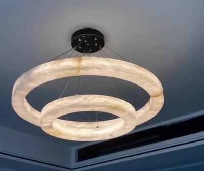 China Custom Alabaster L1P Chandelier  Luxury Brass Pendant Hanging Light for sale