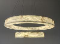 China Villa  Resort Pendant Light  Modern Alabaster Brass Chandelier for sale