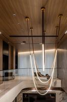 China Long Necklace Marble Beads Connector Pendant Lamp Buddhist Prayer Beads Decoration Duplex Staircase Big Chandelier Light for sale