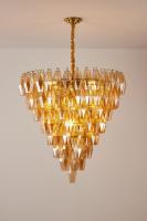 China Glass Chandelier Metal Amber Diamond Glass Postmodern Art Deco Luxury Living Dining Room Villa Hotel Project Waterfall Lamp for sale