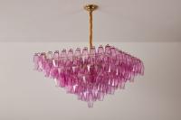 China Exquisite Fuchsia Glass Prism Empire Chandelier Restaurant Table Decor Large Hanging Pendant Lights for sale