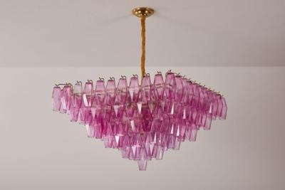China Exquisite Fuchsia Glass Prism Empire Chandelier Restaurant Table Decor Large Hanging Pendant Lights for sale