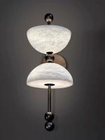 China Marble Hemisphere Wall Lamp Matt Beads Decoration Hotel Villa Restaurant Background Luminous Watermelon Marble Wall Lights for sale