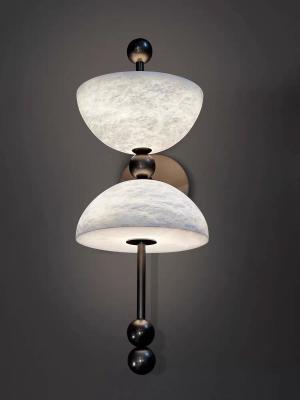 China Marble Hemisphere Wall Lamp Matt Beads Decoration Hotel Villa Restaurant Background Luminous Watermelon Marble Wall Lights for sale
