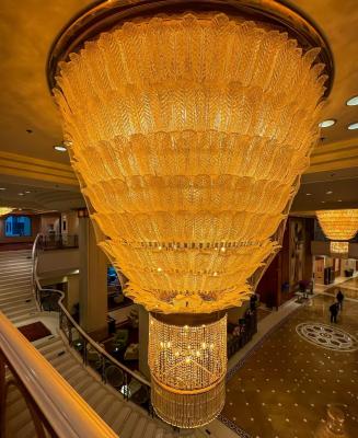 China Luxury Golden Leaf Crystal Chandelier - Grand Staircase Pendant Light for 5-Star Hotel Lobby for sale