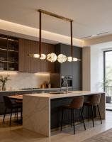 China Nordic Light Luxury Designer Long Brass Alabaster Chandelier Restaurant Island Bar Tea Room Study Creative Lamp for sale
