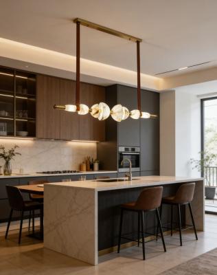 China Nordic Light Luxury Designer Long Brass Alabaster Chandelier Restaurant Island Bar Tea Room Study Creative Lamp for sale