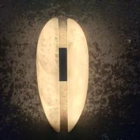 China Hand-Carved Alabaster Stone Cone Pendant Lamp with Matte Nickel Fixture and 150cm Adjustable Cord for sale