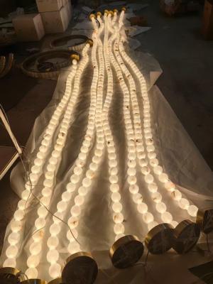 China Natural Alabaster Stone Tiered Cascade Pendant Lamp with Satin Brass Finish for Entryway and Foyer for sale