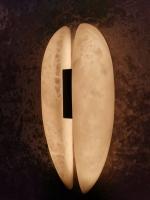 China Natural Alabaster Stone 5-Light Cluster Pendant Lamp with Brushed Gold Brass Finish for sale