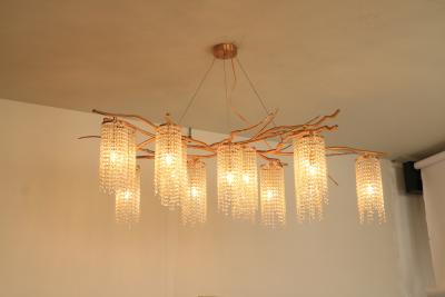 China Art Deco Round Ring Crystal Pendant Chandelier Gold Finish Circular Luxury Ceiling Suspension Light for sale